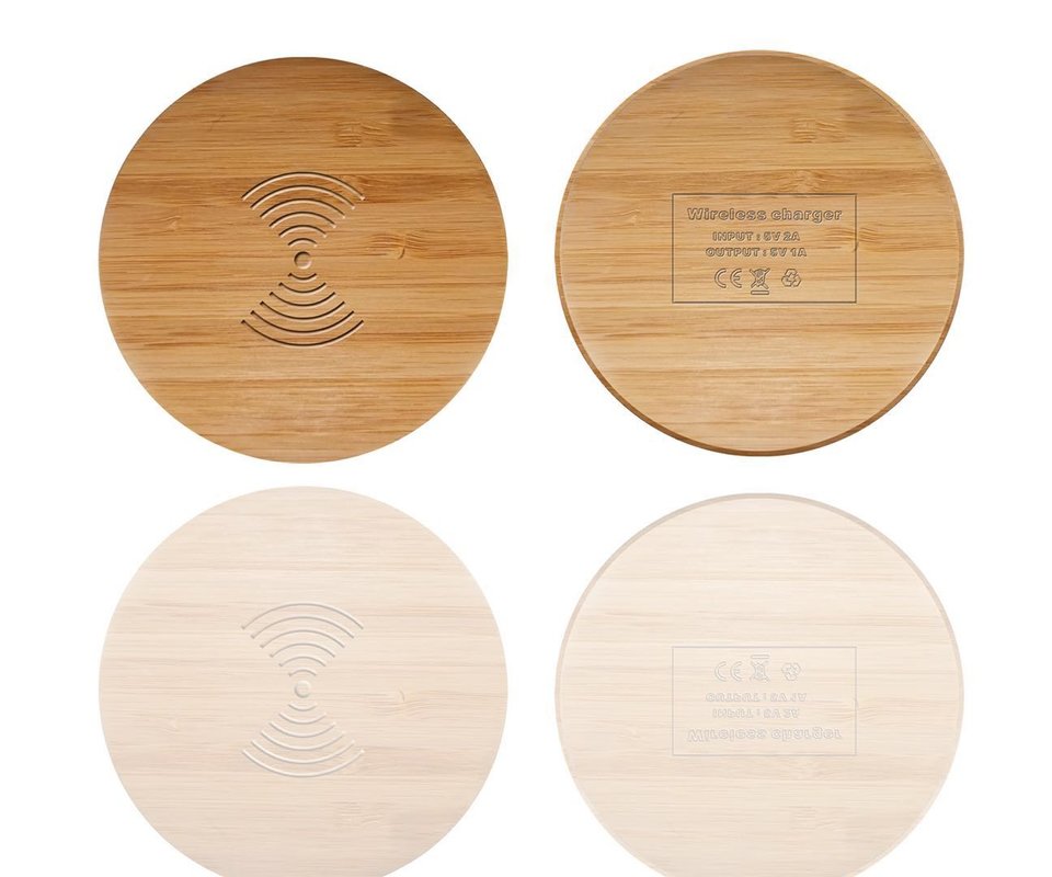 Dual USB Bamboo Made 10W Fast Charging Portable Wireless Charger 9V 2-3A supplier