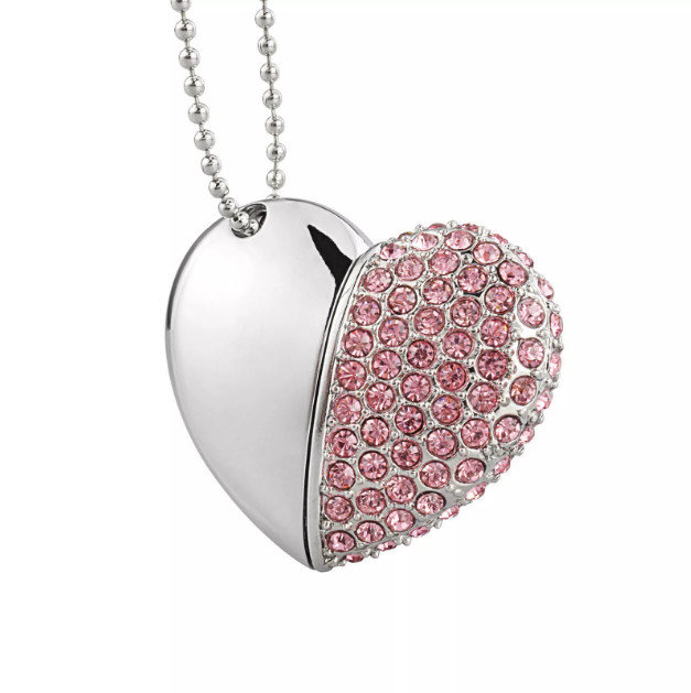 Customized Design Aluminium Diamond Heart Shape Jewelry USB flash drive 2Gb 2.0 USB memory Stick supplier