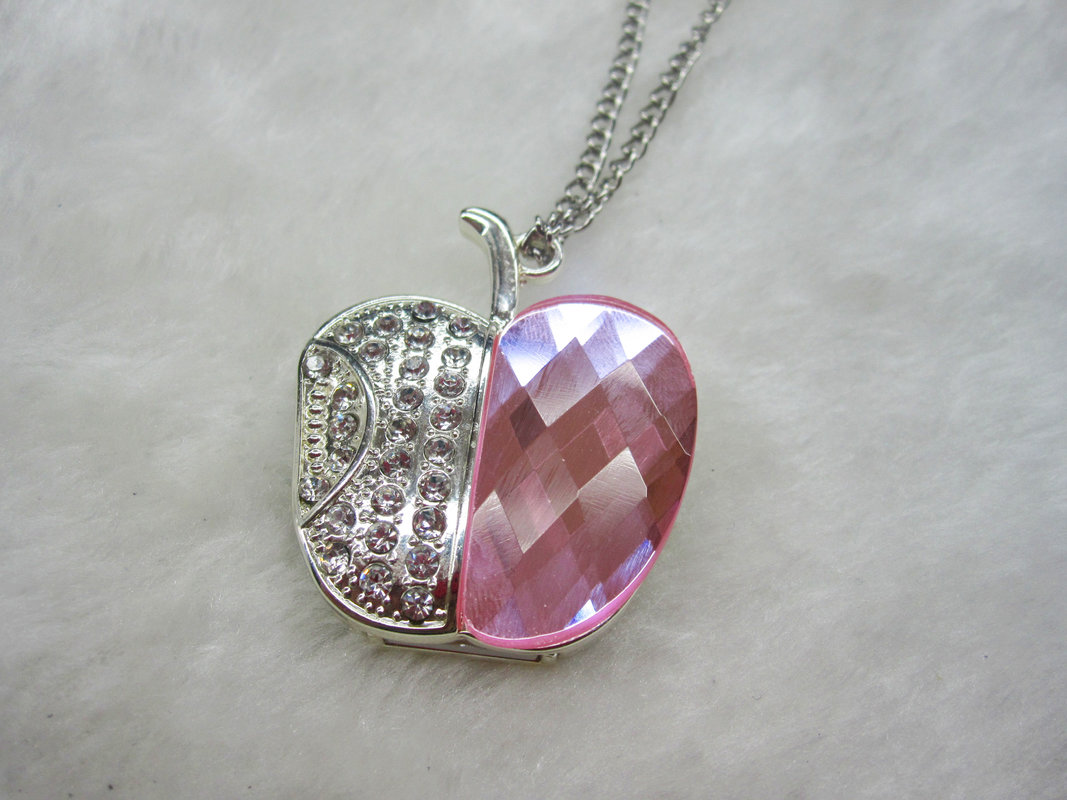 Diamond Necklace Apple Shape Jewelry 2.0 USB flash drive 16Gb for Souvenir Gifts supplier
