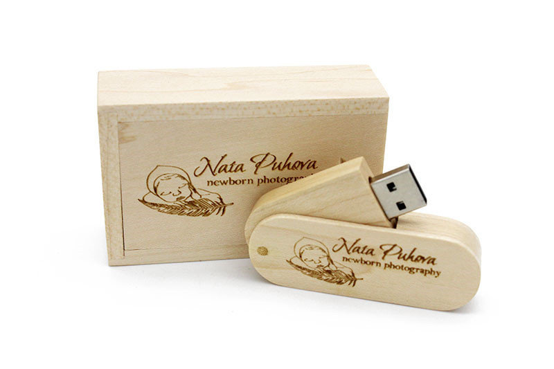 Walnut Color Custom Wooden USB flash Drives 16Gb for Photographers supplier