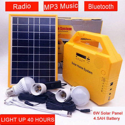 Multi functions Portable Kits Radio Solar Power Generator Lamp for Camping LED Lighting