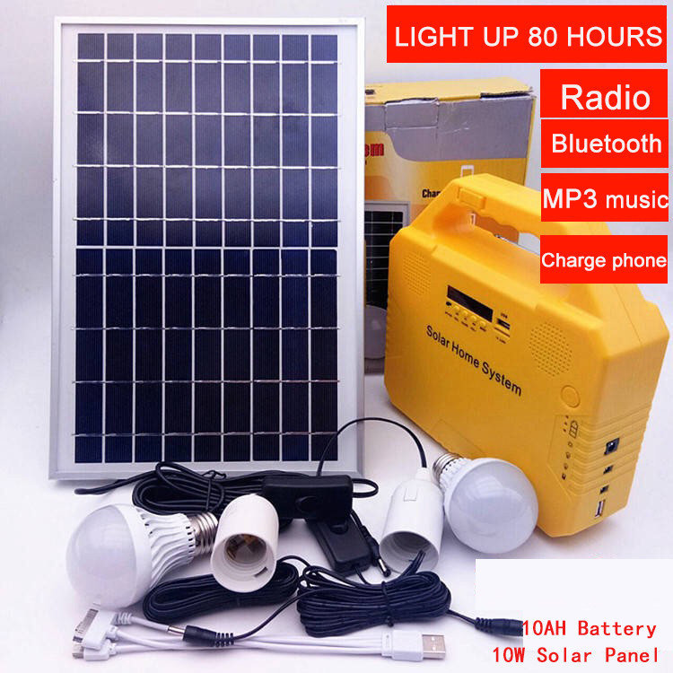 Multi-Function Solar Power System 6W Generator Home Light Solar Panel Kit USB with 2 LED