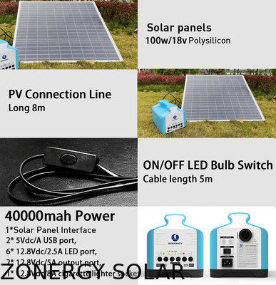 Portable Outdoor Mini Solar Powerbank 40000 Mah Lifepo4 Lithium Generator Fan Power System with Charger Camping Kit
