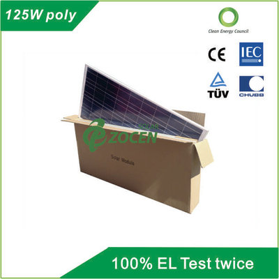 polykristalline Sonnenkollektoren 125W 18Volt mit 36 156 * 156 kristallenen Polysolarzellen