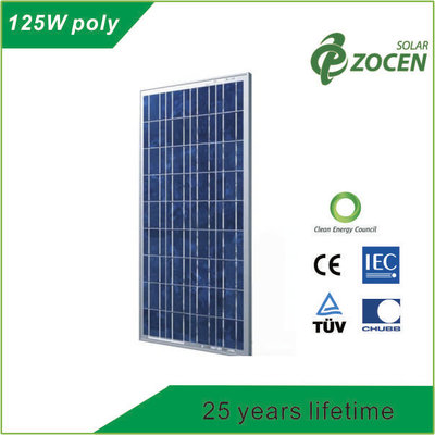 polykristalline Sonnenkollektoren 125W 18Volt mit 36 156 * 156 kristallenen Polysolarzellen