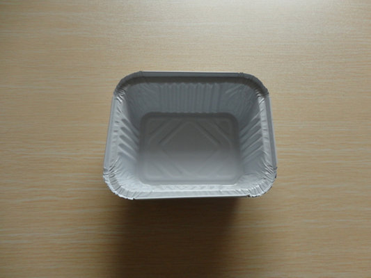 Rechteck-Aluminiumfolie-Behälter mit Deckel für Nahrungsmittelspeicher weißes überzogenes 450ML