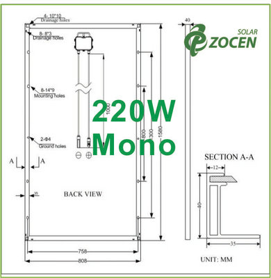 Monokristalline Sonnenkollektoren der Klassen-II der Sicherheits-220W für Solarenergie-System