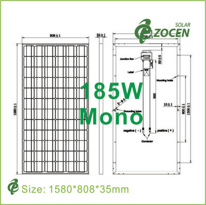 Tiefes Blau anodisierte Aluminiumrahmen-monokristalline Sonnenkollektoren 185Watt