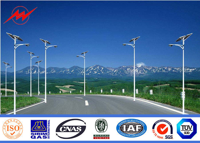 10m 3mm thickness solar street Steel Utility Pole with single arm for park lighting