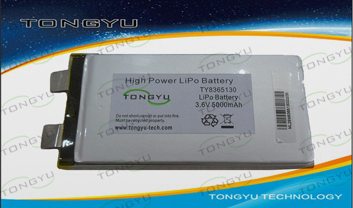Ultra Thin Safety Lithium Ion Polymer Battery 3.6V 5000mAh TY8365130 For Solar Panel