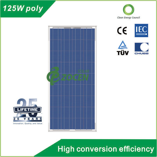 polykristalline Sonnenkollektoren 125W 18Volt mit 36 156 * 156 kristallenen Polysolarzellen