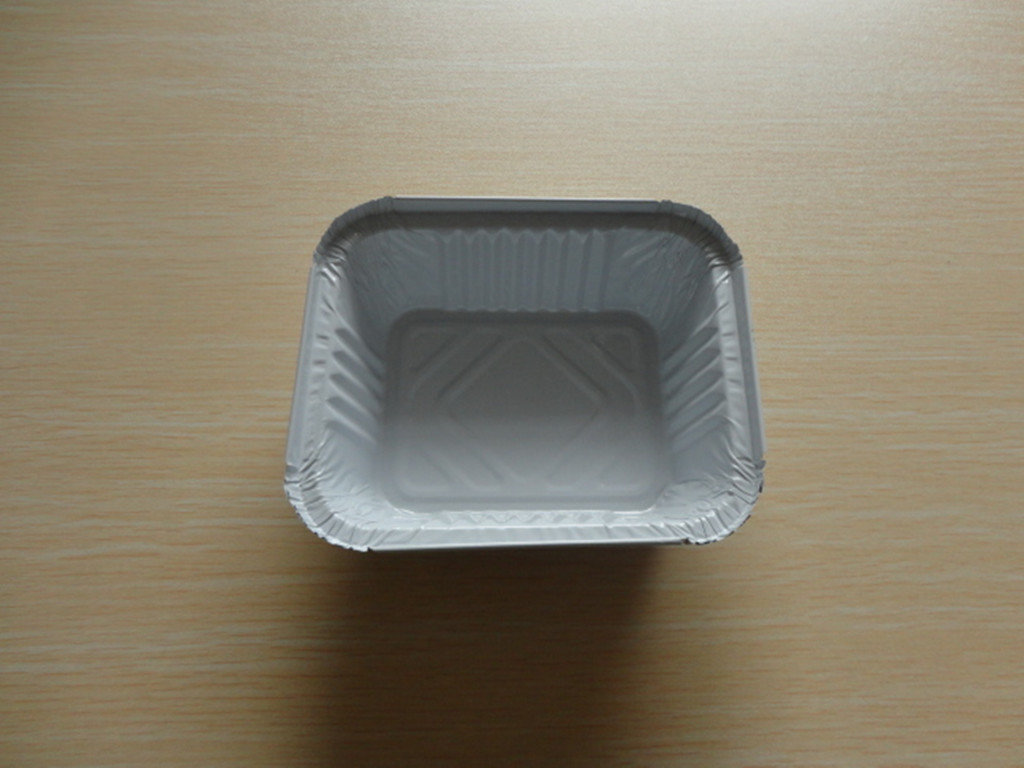 Rechteck-Aluminiumfolie-Behälter mit Deckel für Nahrungsmittelspeicher weißes überzogenes 450ML