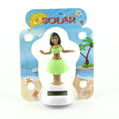 Solar Powered Dancing Hula Girl-Green Suit  (Colors Vary)  car dashboard toy