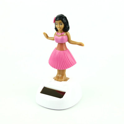 Solar Powered Dancing Hula Girl-Pink  Suit  (Colors Vary)  car dashboard toy