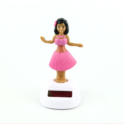 Solar Powered Dancing Hula Girl-Pink  Suit  (Colors Vary)  car dashboard toy