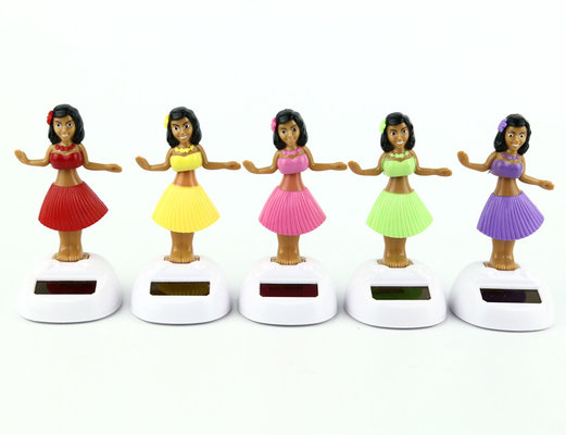 Solar Powered Dancing Hula Girl-Pink  Suit  (Colors Vary)  car dashboard toy