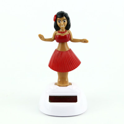 Solar Powered Dancing Hula Girl-Red  Suit  (Colors Vary)  car dashboard toy