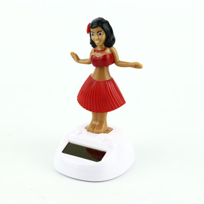Solar Powered Dancing Hula Girl-Red  Suit  (Colors Vary)  car dashboard toy