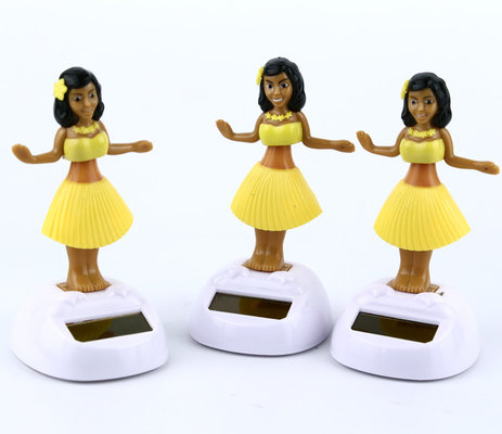 Solar Powered Dancing Hula Girl-Yellow  Suit  (Colors Vary)  car dashboard toy