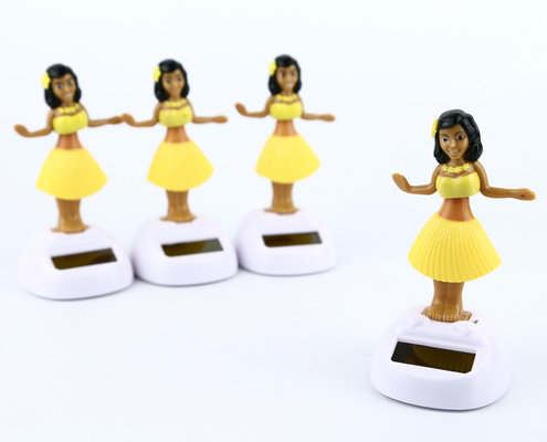 Solar Powered Dancing Hula Girl-Yellow  Suit  (Colors Vary)  car dashboard toy
