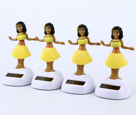 Solar Powered Dancing Hula Girl-Yellow  Suit  (Colors Vary)  car dashboard toy