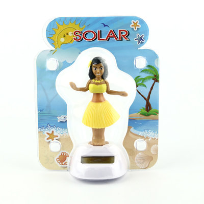 Solar Powered Dancing Hula Girl-Yellow  Suit  (Colors Vary)  car dashboard toy