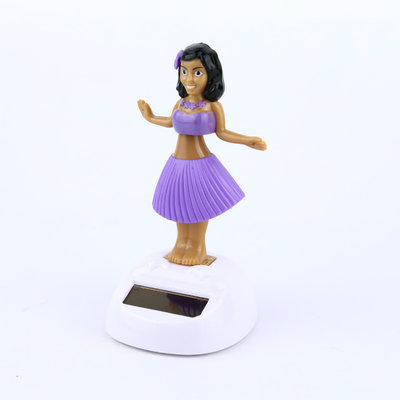 Solar Powered Dancing Hula Girl-Purple  Suit  (Colors Vary)  car dashboard toy