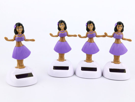 Solar Powered Dancing Hula Girl-Purple  Suit  (Colors Vary)  car dashboard toy
