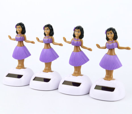 Solar Powered Dancing Hula Girl-Purple  Suit  (Colors Vary)  car dashboard toy