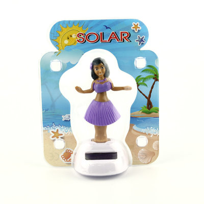 Solar Powered Dancing Hula Girl-Purple  Suit  (Colors Vary)  car dashboard toy