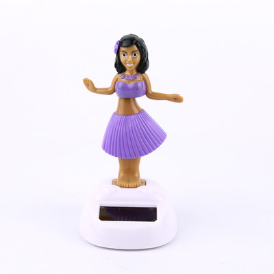 Solar Powered Dancing Hula Girl-Purple  Suit  (Colors Vary)  car dashboard toy