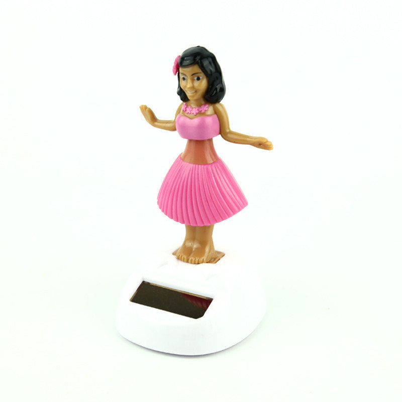 Solar Powered Dancing Hula Girl-Pink  Suit  (Colors Vary)  car dashboard toy