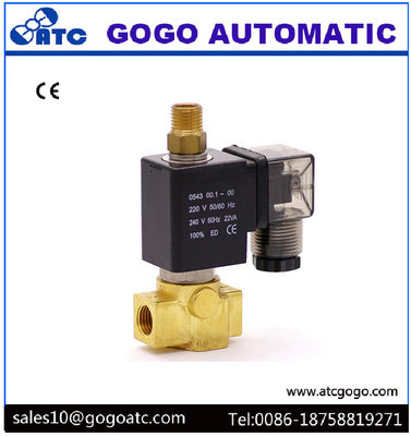 China Brass Small Gas / Water Solenoid Valve 3 way 1/8" BSP 12V DC 1.5mm NBR Seals supplier