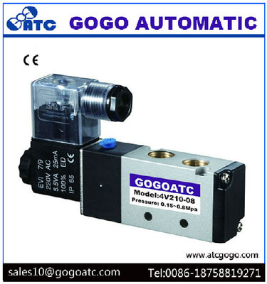 1/4" BSP Pneumatic 5 Port 2 Way Solenoid Valve With Plug Type Red LED Light supplier