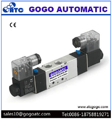 1/4" BSP Pneumatic 5 Port 2 Way Solenoid Valve With Plug Type Red LED Light supplier