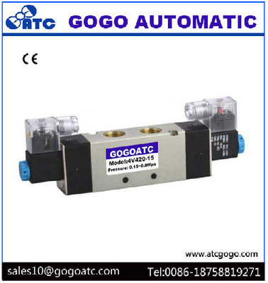 1/4" BSP Pneumatic 5 Port 2 Way Solenoid Valve With Plug Type Red LED Light supplier