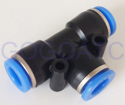 one touch plastic pneumatic hose nipple fitting t type 6mm quick tube fitting connector air 3 way PE-6 supplier
