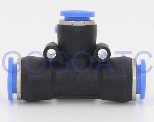 one touch plastic pneumatic hose nipple fitting t type 6mm quick tube fitting connector air 3 way PE-6 supplier