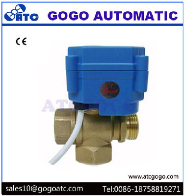 DN20 3/4 3 Way T Flow Mini Electric Actuator Ball Valve , Water Treatment Electrically Operated Ball Valves supplier