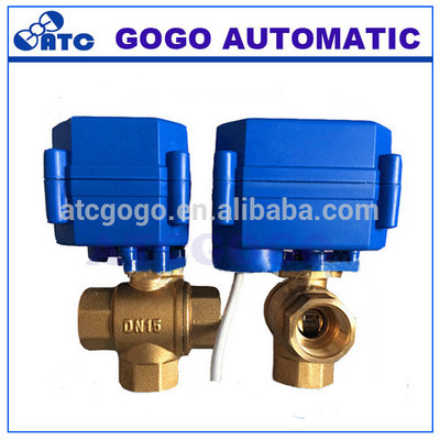 DN20 3/4 3 Way T Flow Mini Electric Actuator Ball Valve , Water Treatment Electrically Operated Ball Valves supplier