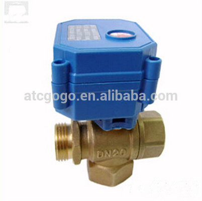 DN20 3/4 3 Way T Flow Mini Electric Actuator Ball Valve , Water Treatment Electrically Operated Ball Valves supplier