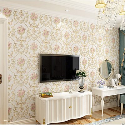 European style nonwoven sound proof floral 3D stereoscopic embossed interior wall paper wallpaper home decoration