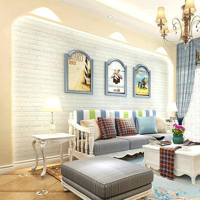 low price washable foam bedroom 3d brick textured PVC sticker wallpaper in Saudi Arabia