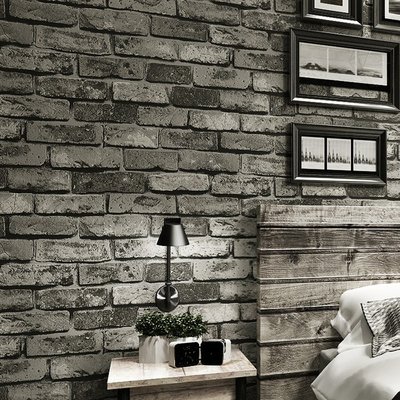 Wholesale cheap waterproof retro black classical self adhesive 3d stone brick wall paper for home decoration