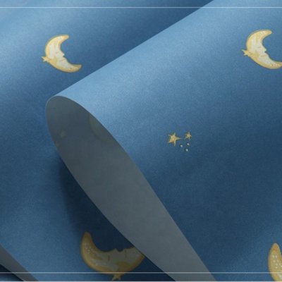 Eco-friendly non woven waterproof cartoon kids room 3d wall paper blue