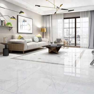 Verona white glazed ceramic marble look floor tile 800x800mm