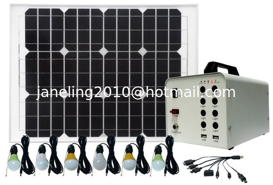 Portable Solar home system 30W with LED lighting &amp; USB charging, CE/ROHS