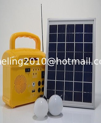 30W portable solar power system with radio, DC12V and USB output for solar home lighting, radio and MP3