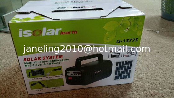 off grid solar energy  portable solar power home system 3W solar lighting system with Radio speaker black