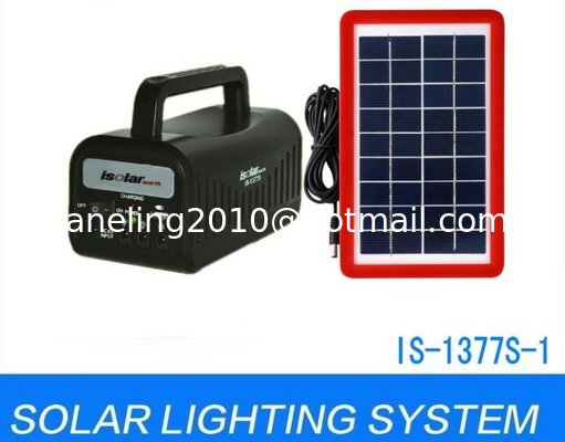 solar powered energy 5W solar home system with lithium battery LED emergency light red color